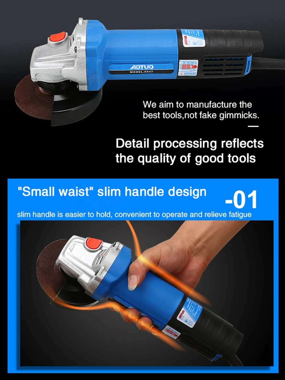 220V Angle Grinder 700W Angular Power Tool Grinding Metal Wood Cutting ...