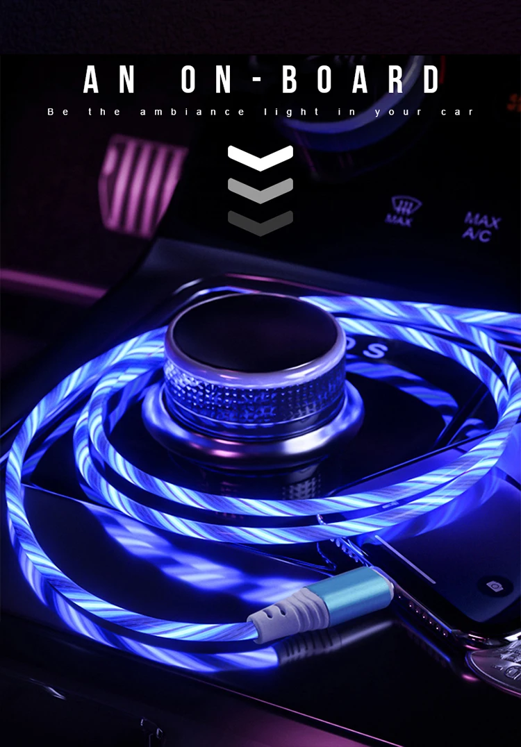 Factory Wholesale Luminous Flowing Light Led Charging Cable For Ios ...