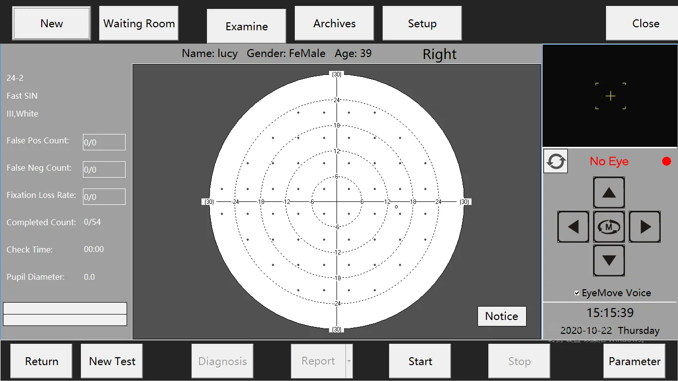 Auto Perimeter CE ISO Ophthalmic Visual Field Screening Machine