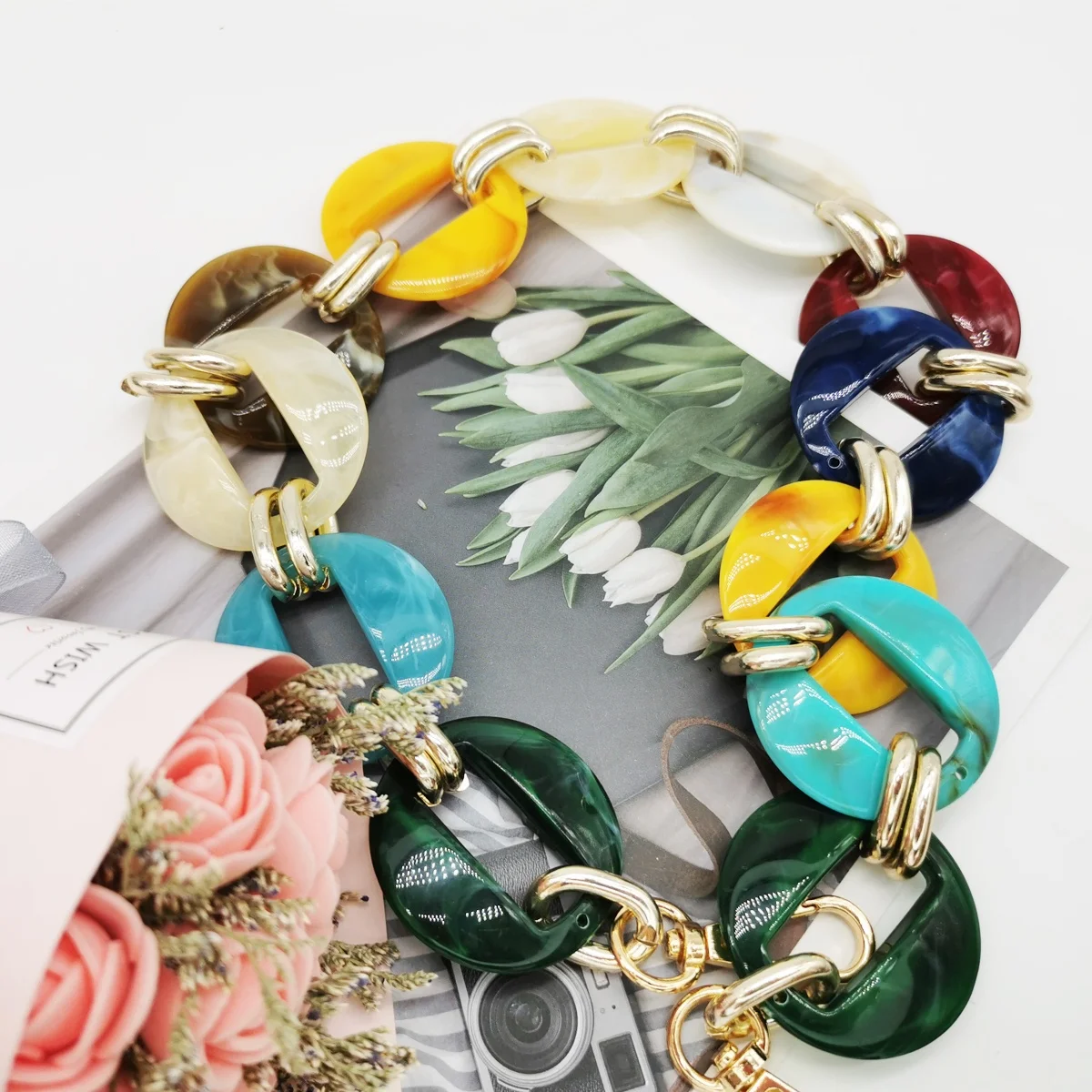 Personality Package Chain - Acrylic & Metal Tortoise Shell