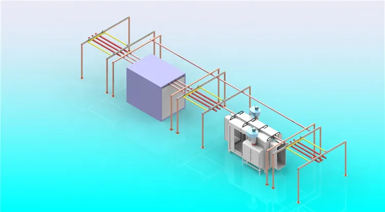 Traverse Move Conveyor Compact Design Electrostatic Powder Coating Line