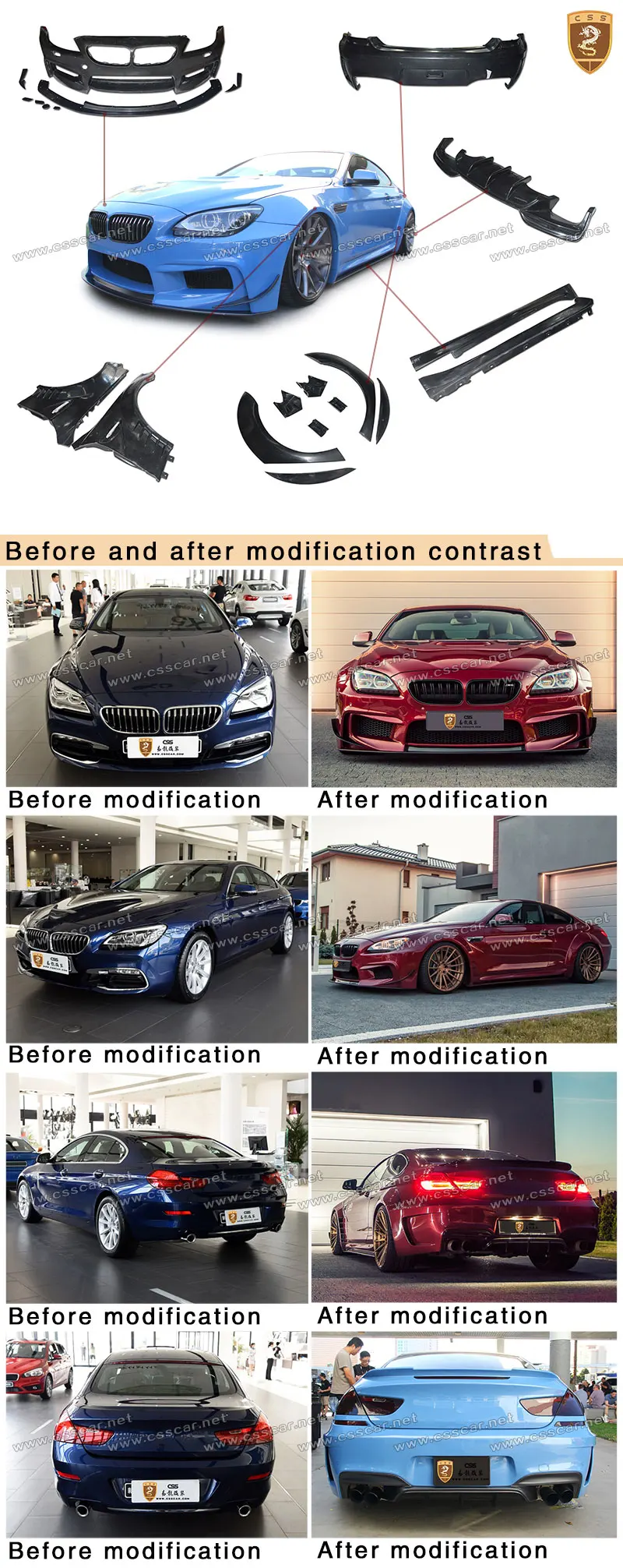 F06 F12 F13 Carbon Fiber Body Kit For B Mw 6 Series Fiber Glass Body ...