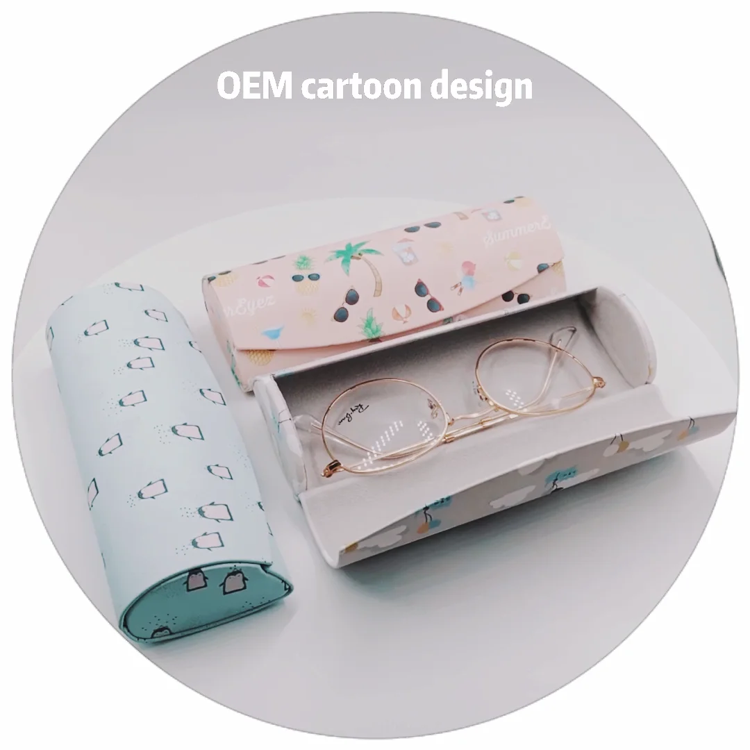 Cute Design Hard Leather Children Optical Reading Glasses Case Set Kids ...