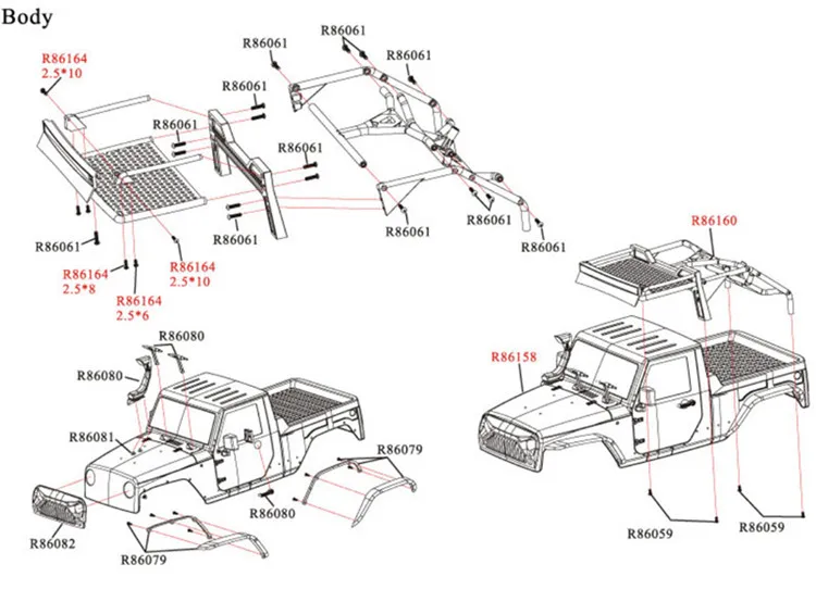 PC 313mm 285mm Wheelbase Car Body Shell for 1/10 Rock Crawler