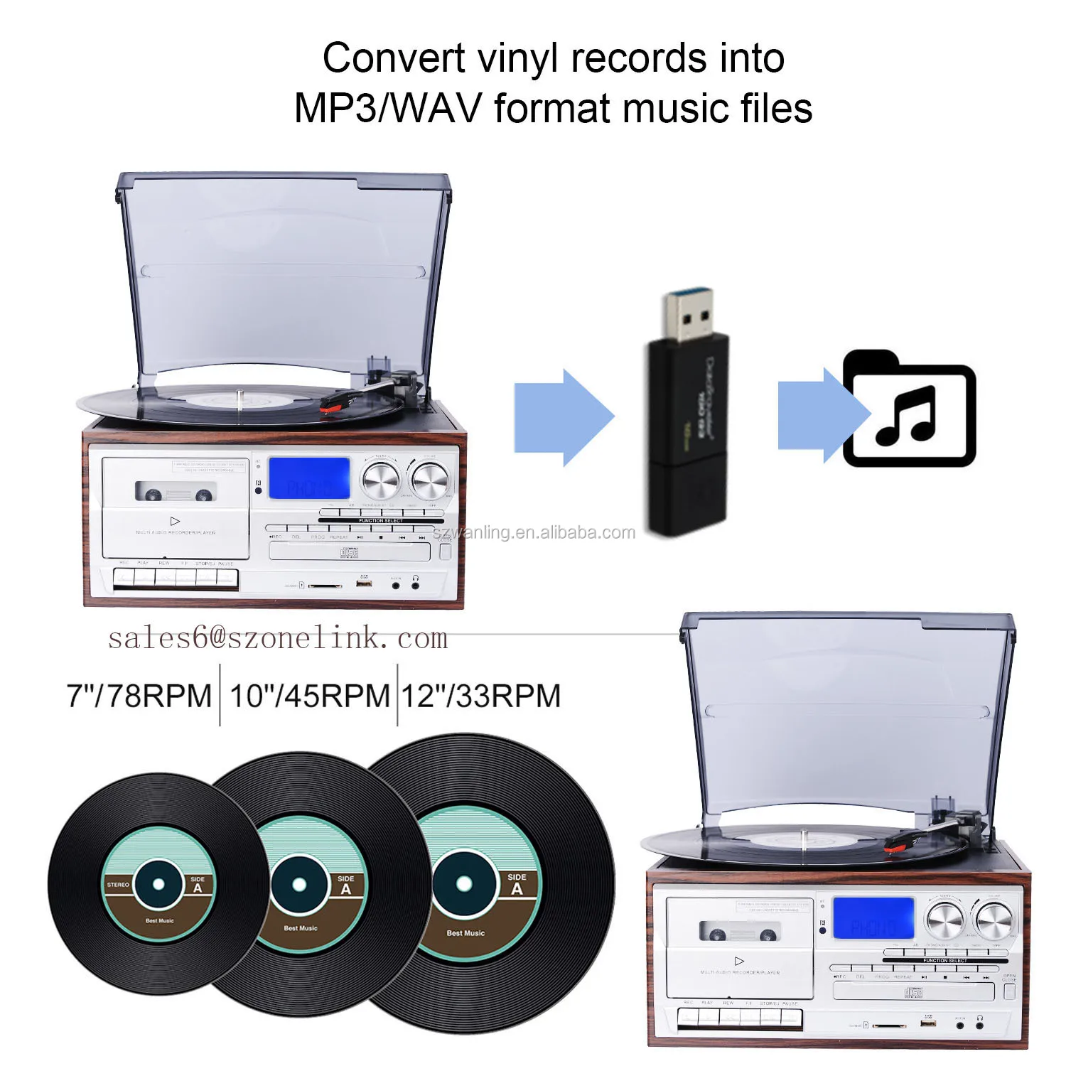 Best Sale Vintage Record Player - Retro All-in-One Turntable