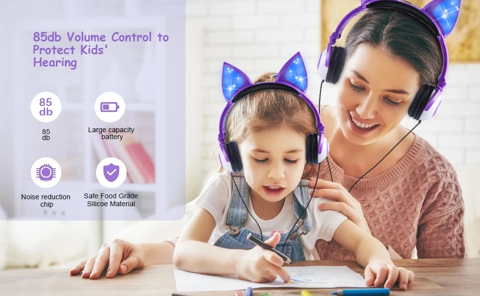 Eson Style Fox Ear Wired Earphones 85db Led Shiny Unisex Gift Portable ...