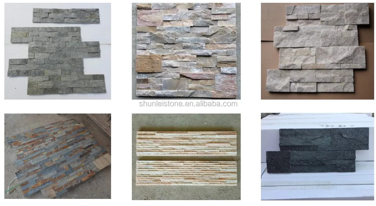 Outdoor Natural Green Quartzite Stacked Stone Veneer Panel Wall Cladding