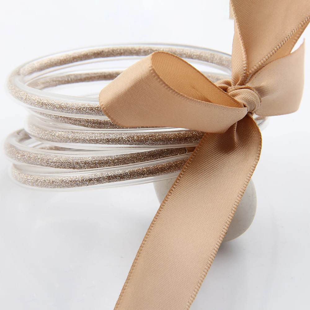 New Multi-strand Neon PVC Pipe Bracelet Vintage Black Glitter Jelly ...