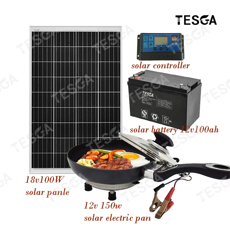 12V DC Solar Frying Pan - Non-Stick Coating & Battery Power