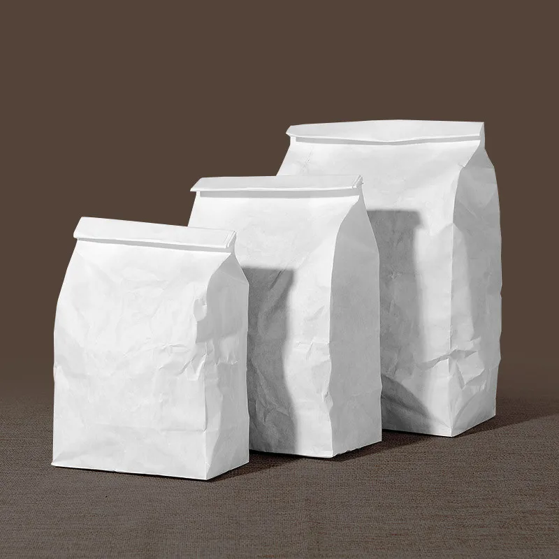 White Kraft Paper Takeout Food Bags Small Gift Sandwich Bread Baking ...