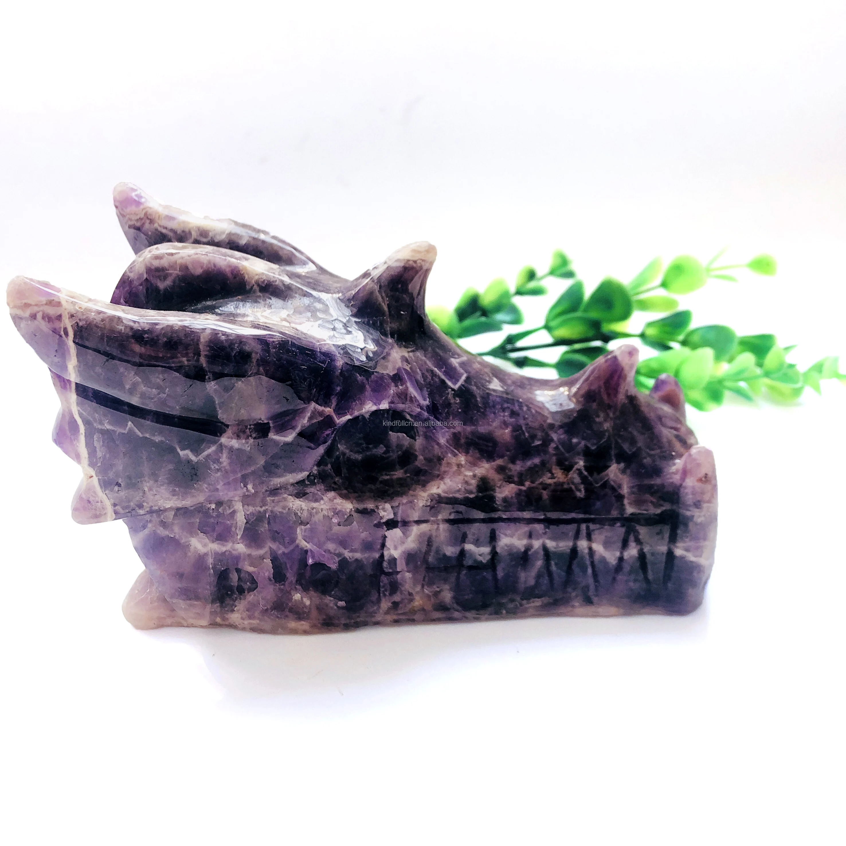 Hand Carved Customized Natural Dream Amethyst Crystal Stone Dragon Head ...