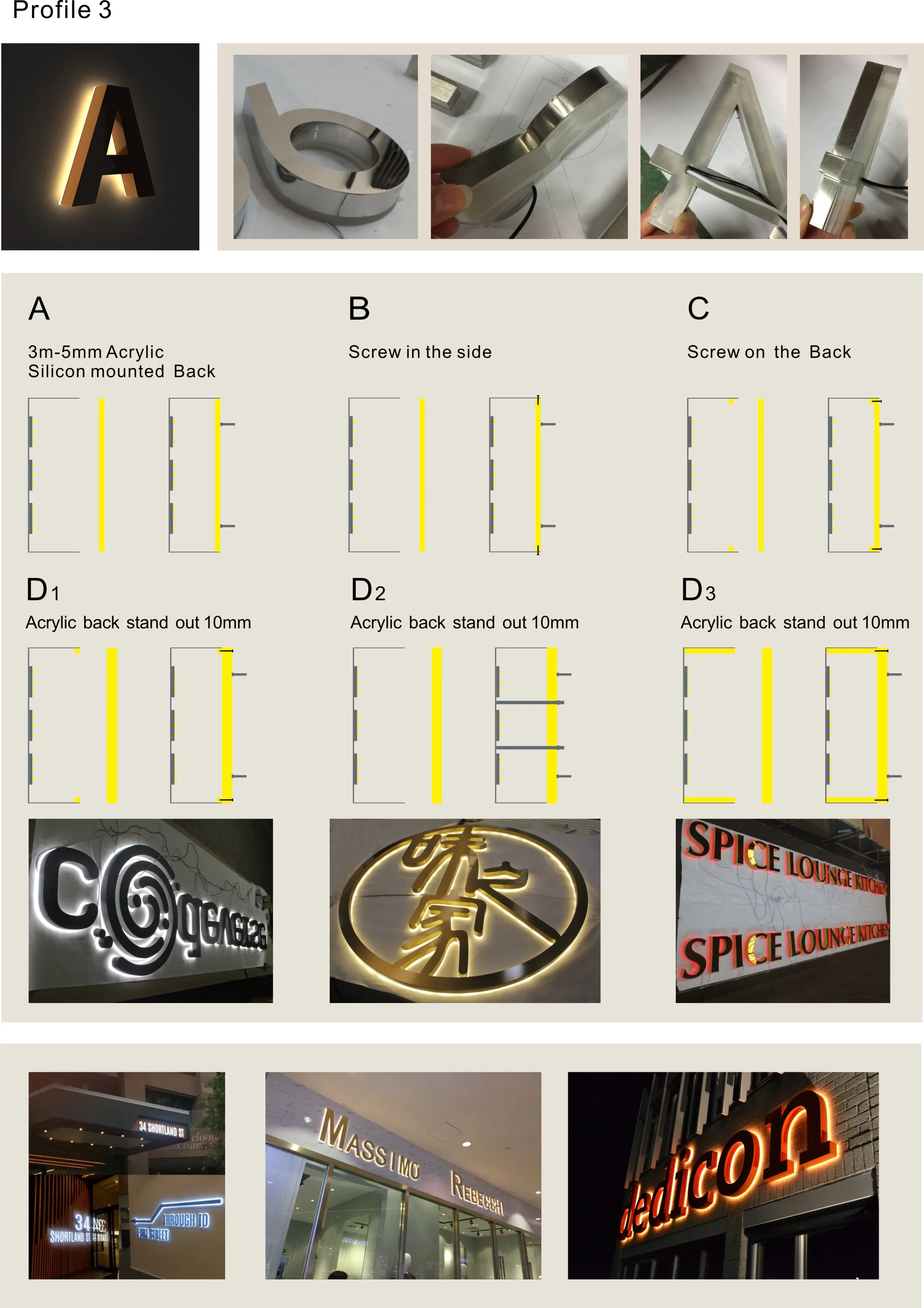 3d Metal Back Lighted Logo Signs Led Luminous Signage Indoor Backlit ...