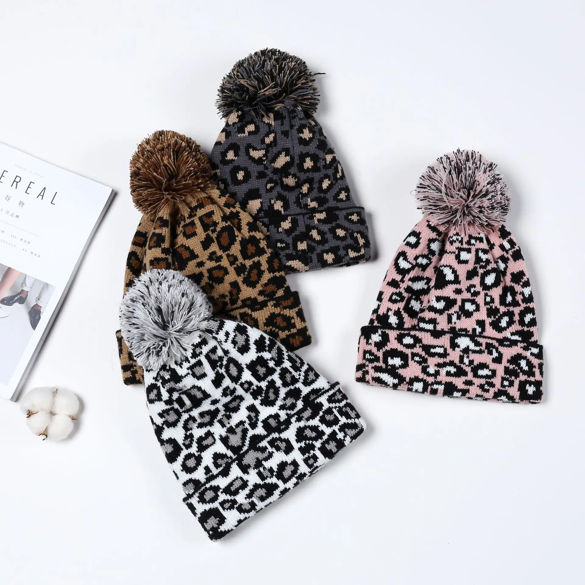 4 Colors Vintage Cheetah Leopard Animal Print Women Winter Warm Hat ...
