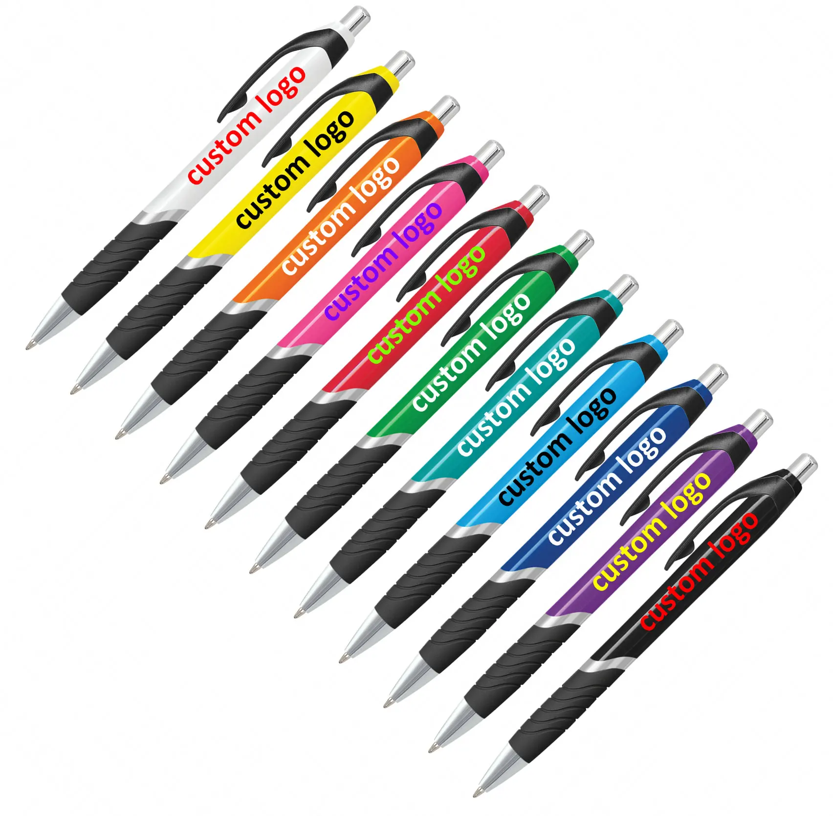 Retractable Promotional Custom Logo Print Plastic Ball Pen With Soft ...