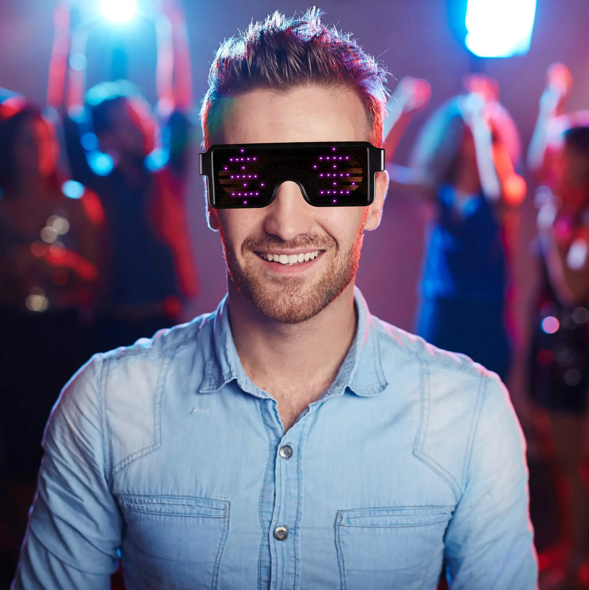 Gafas de sol con luz LED para fiesta, lentes de sol con carga USB ...