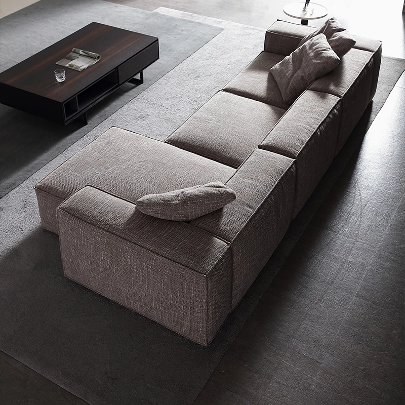 Italian Sofa Sectional L Shape Sofa Set Linen Fabric Designer Cubic ...