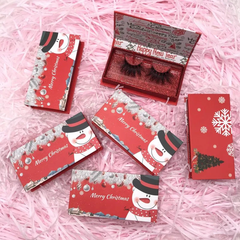 2021 New Christmas Customized Box For 25mm Mink Lashes 27mm 28mm Long ...