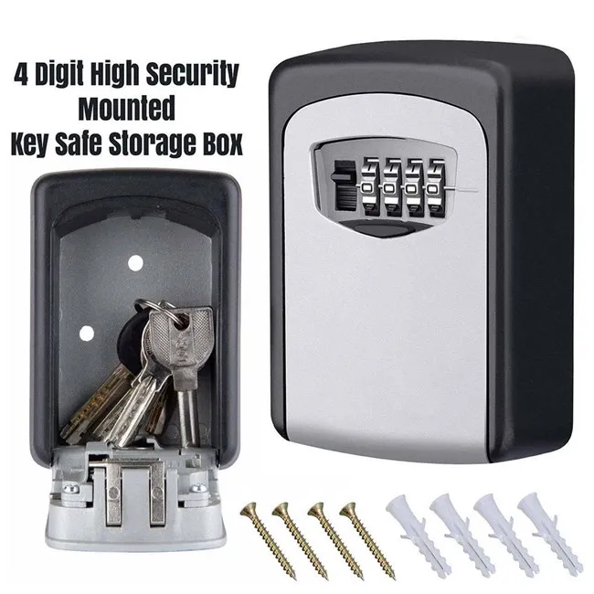 Secure External Lock Box For Key Storage Padlock And Combination