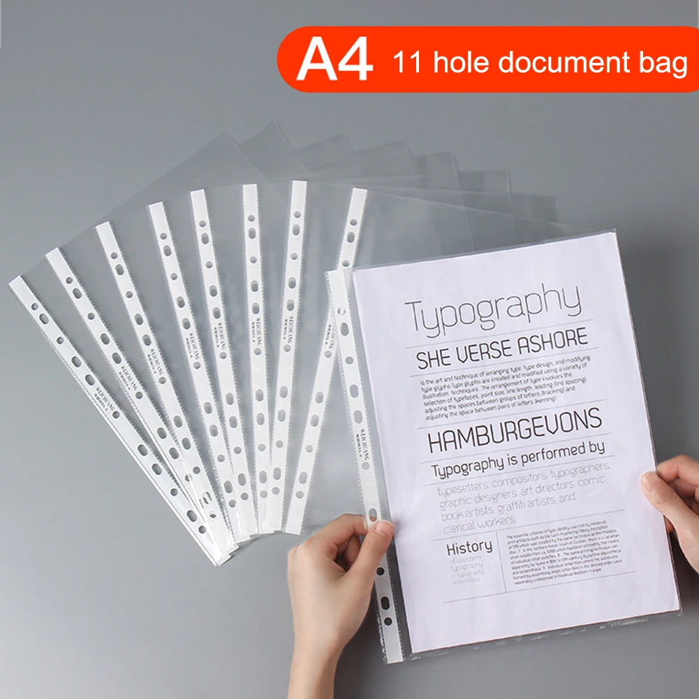A4 Clear Folders Filing 11 Holes Loose Leaf Waterproof Sheet Protector ...