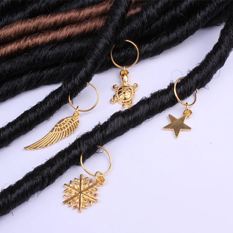 11 Styles Gold Leaf Dread Bead Metal Color Braid Hair Beads for ...