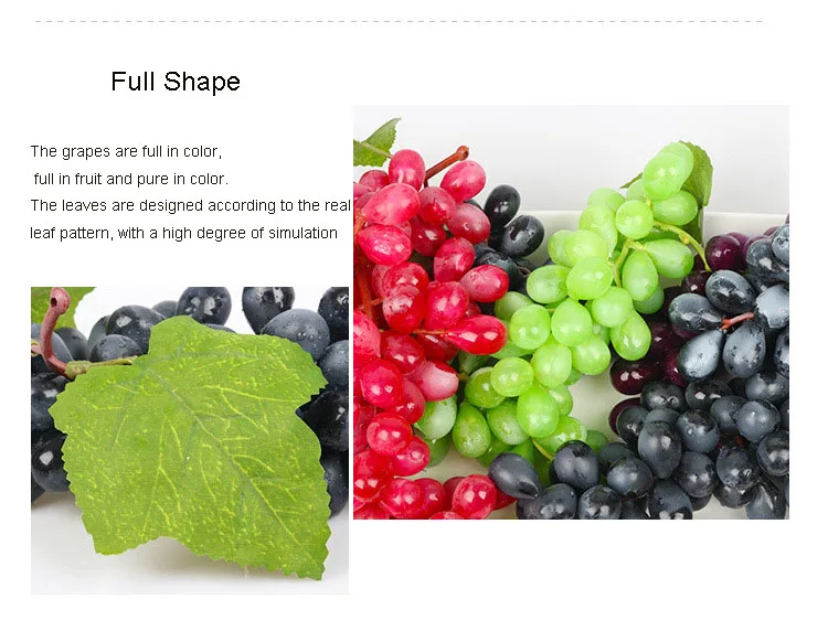 Artificial Grape Bunch Fake Grapes Vine Plastic Raisins Leaf Rattan ...