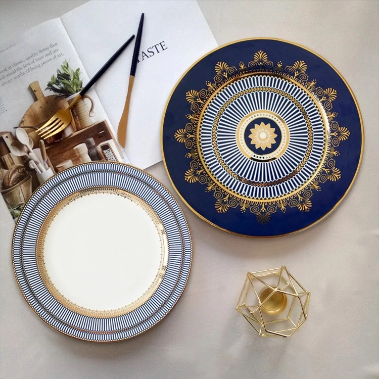 European Bone China Dinnerware Set 7inch 10inch Blue European Tableware ...