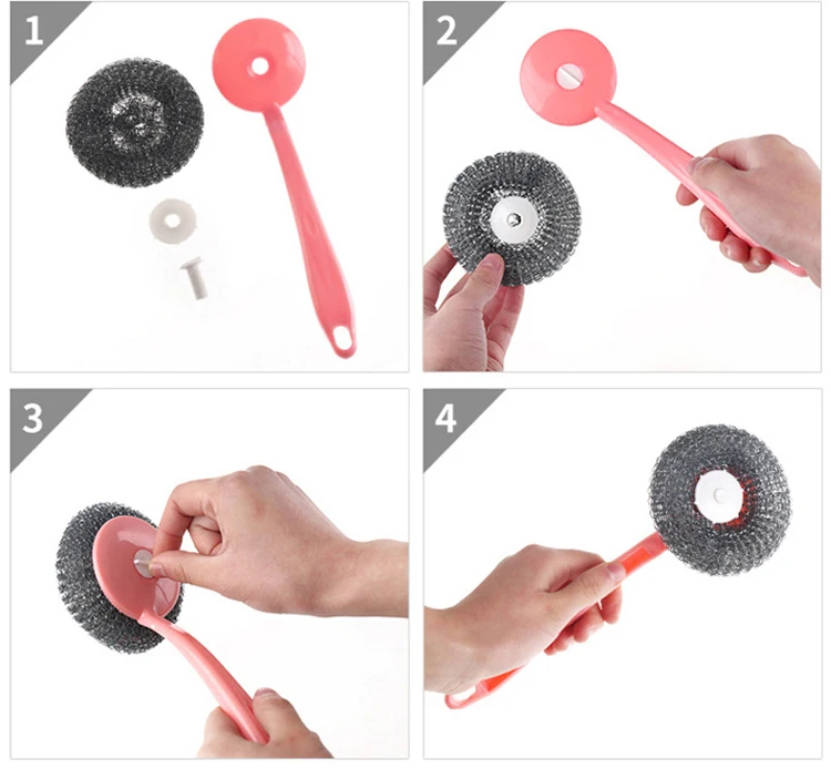 Estropajo de acero inoxidable con mango, alambre redondo| Alibaba.com