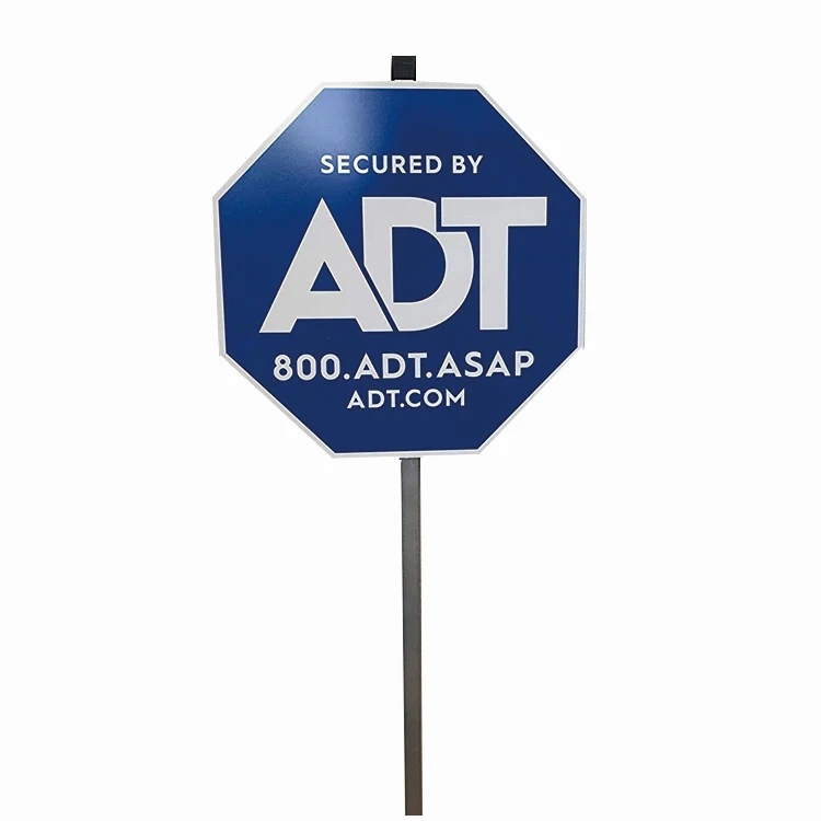 V014a Hot Selling Home 30' 25' Yard Plastic Blue Adt Security Yard Sign ...