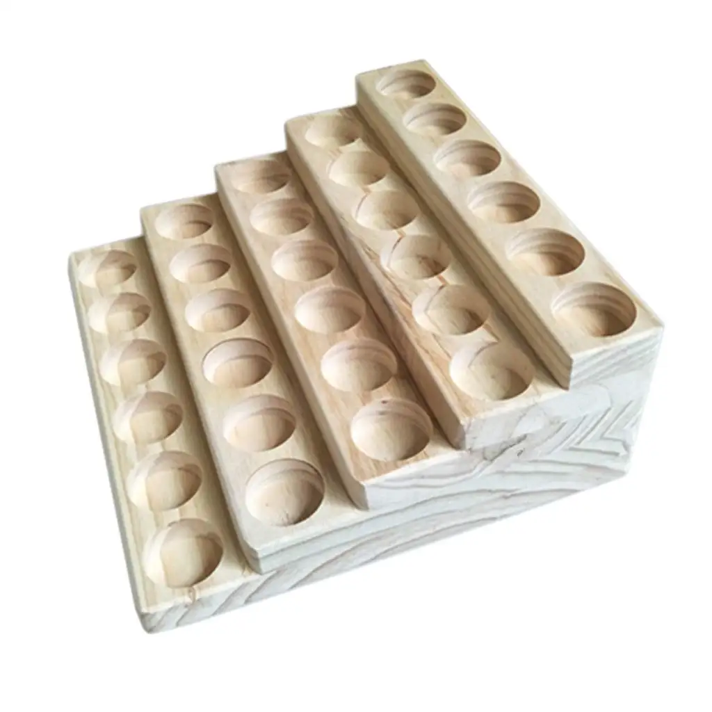 5 Tier 30 Slots Wooden Essential Oil Display Rack,Portable Carrying ...