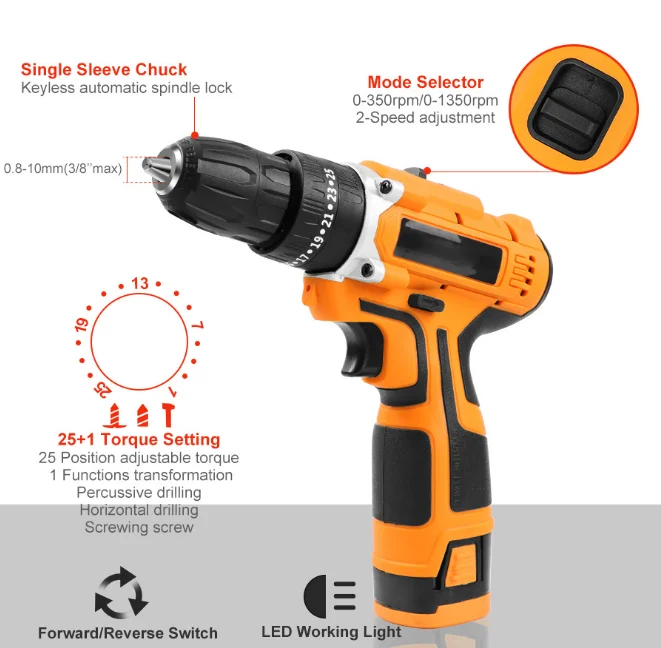 Cordless Electric Drill 16 8v Screwdriver Drill With Rechargeable