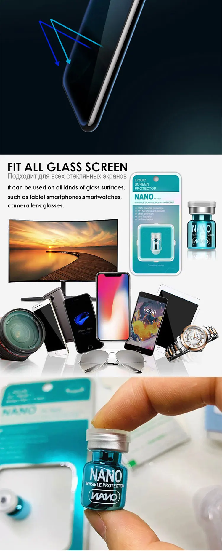 Anti Scratch Transparent Mobile Phone 9h Technology Nano Glass Liquid ...