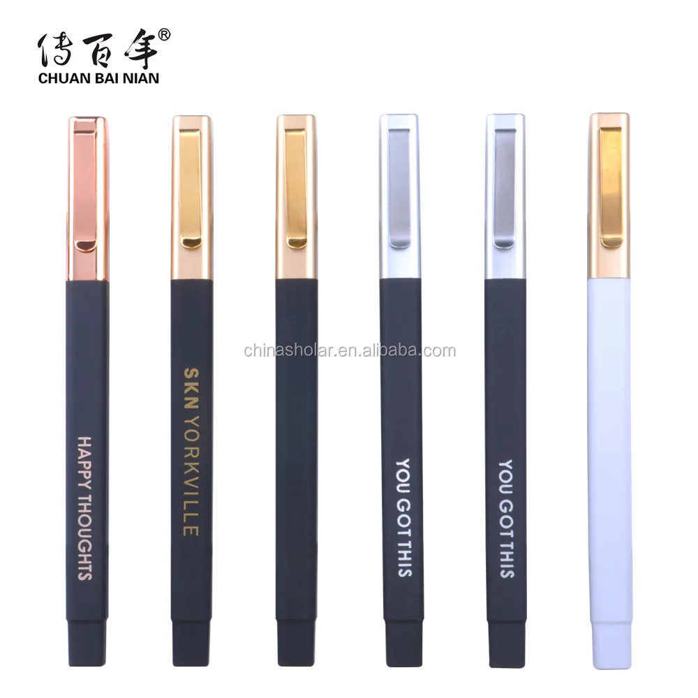 High Quality Luxury Gold Clip Rubber Square Hotel Ball Pen With Custom ...