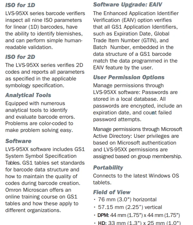 Microscan LVS-9585 Handheld DPM Barcode Verifier - Portable & Reliable
