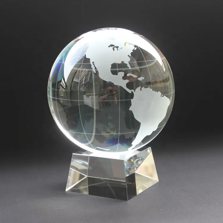 Crystal Glass World Globe - Perfect for Office Decoration