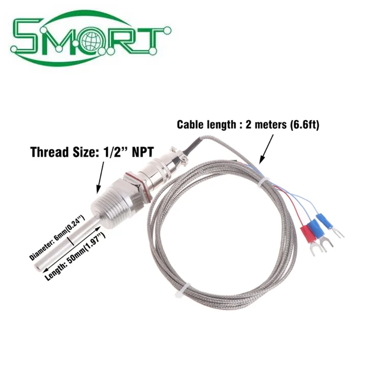 Smart Electronics~rtd Pt100 Temperature Sensor Probe Length 5cm 1/2 ...