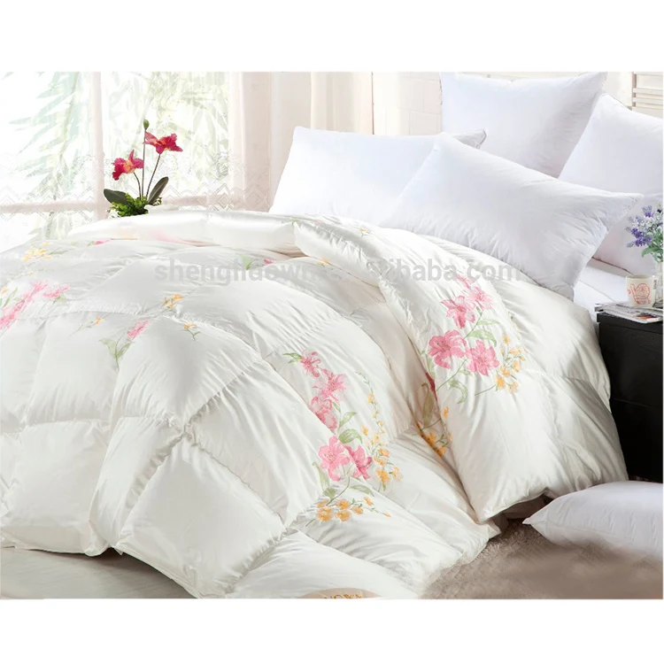 Eider down Quilt Satin Comforters - All-Season Embroidered Duvets