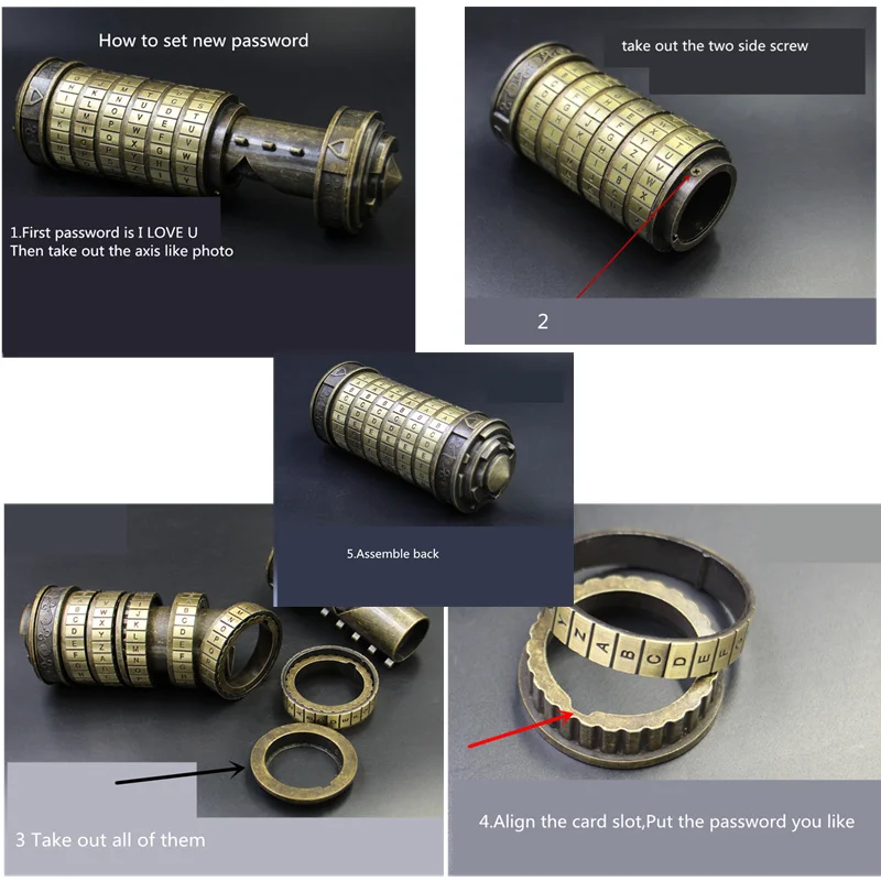 Leonardo Da Vinci Code Decoration Metal Cryptex Locks