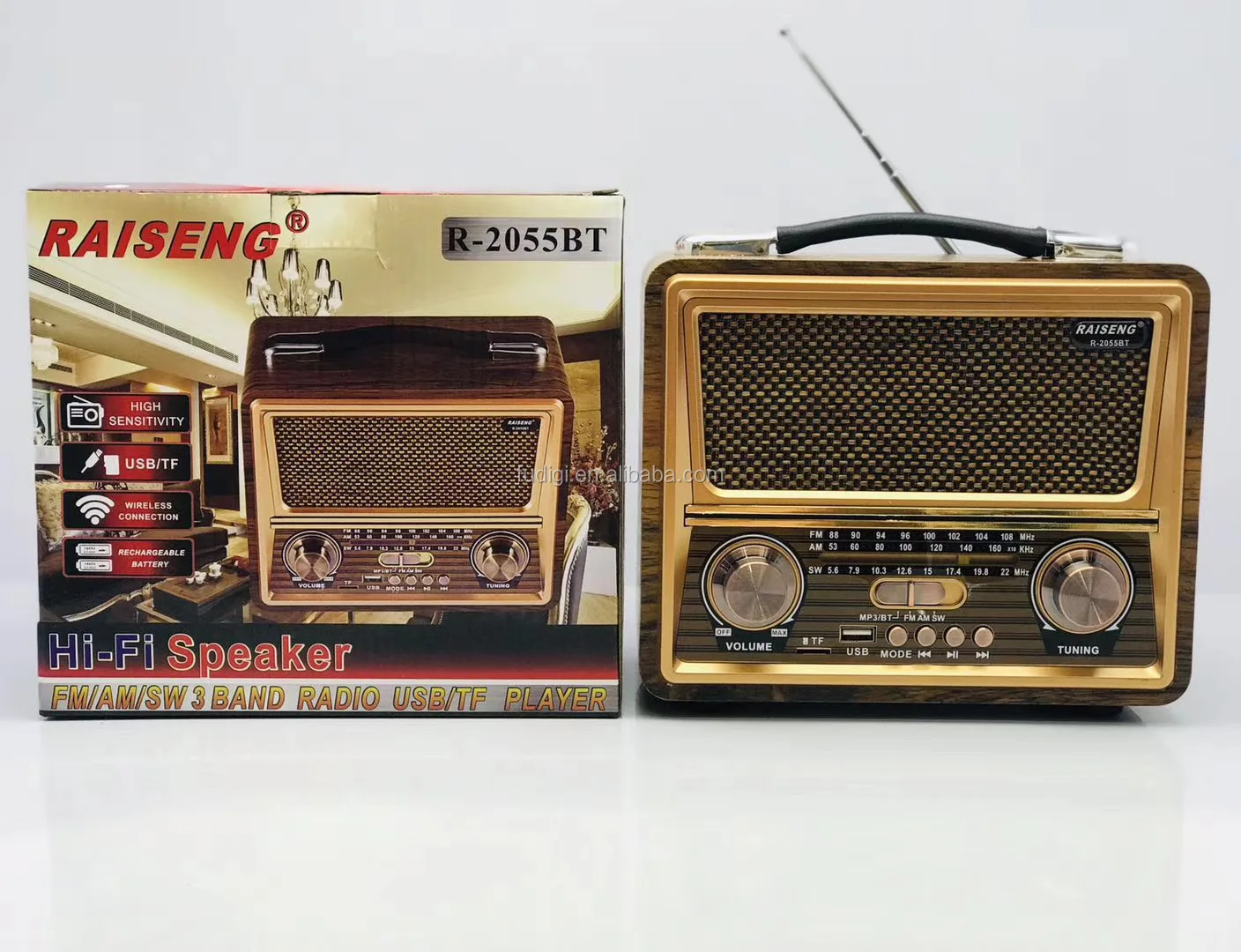 Vintage Retro Radio R-2055BT - 3 Band FM AM SW Portable Bluetooth Radio ...