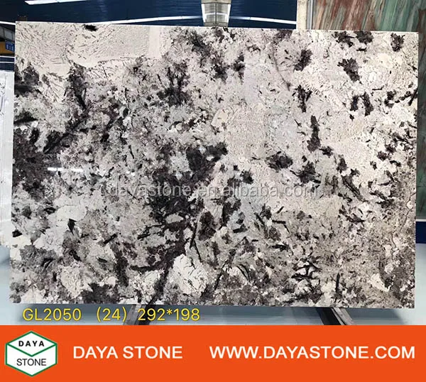 Luxurious Alpinus White Granite Polish Slab for Countertops