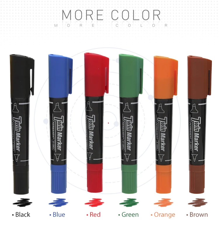 Double Head Custom Logo Tip Waterproof Permanent Marker Pen Chisel ...