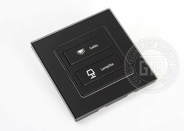 Black Tempered Glass Reset Push Button Intelligent 12V DC 2 Button 2 ...
