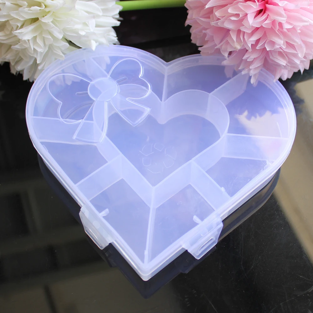 Small Heart Box - Clear Storage for DIY Jewelry Crafts