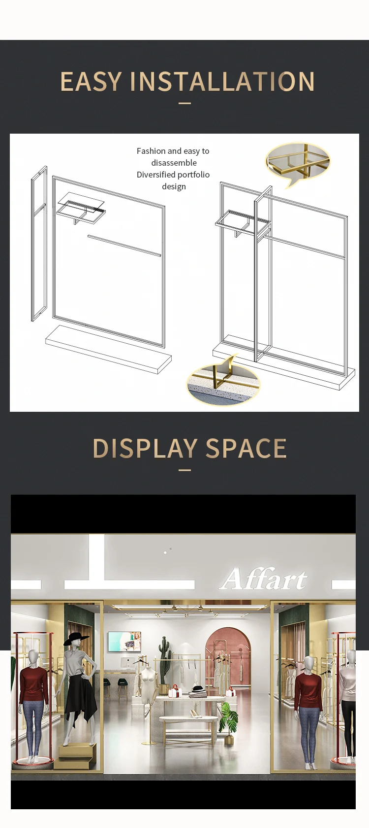 Fashion Design Led Light Front Facing Side Facing Clothing Display ...