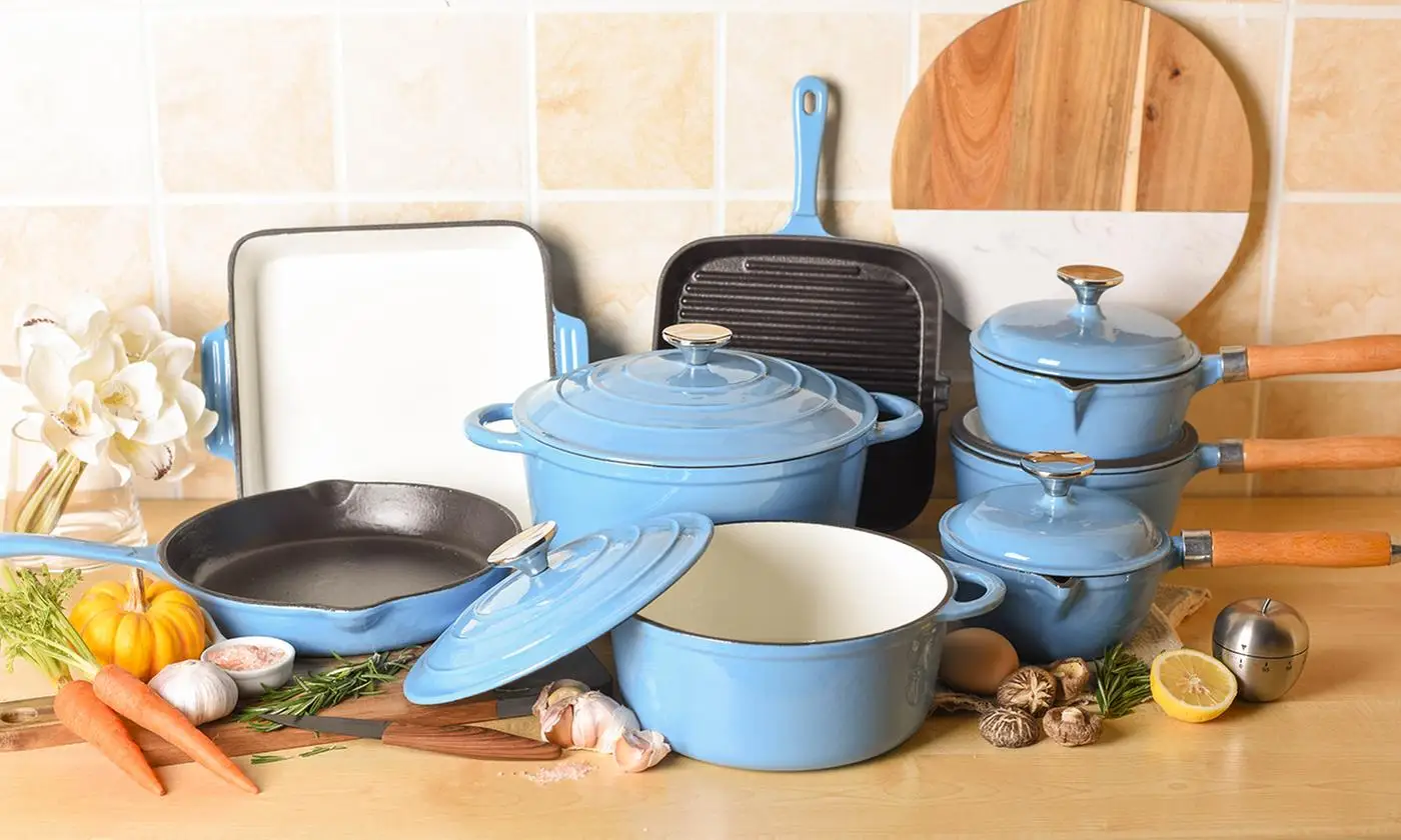 Sustainable Cast Iron Cookware Set with Enamel Coating