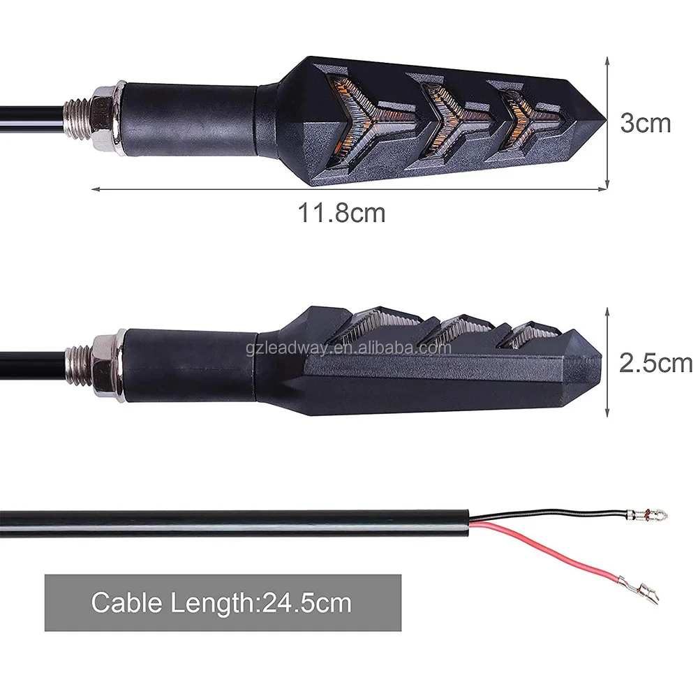 Universal 12V Motorcycle LED Turn Signal - Sequential Flow