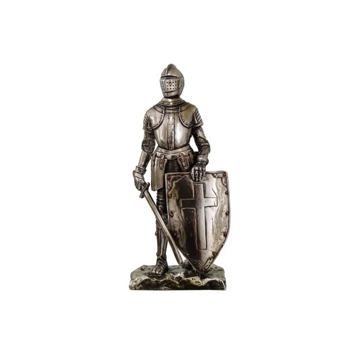 Crusader Knight Statue - Silver Finishing, Cold Cast Resin