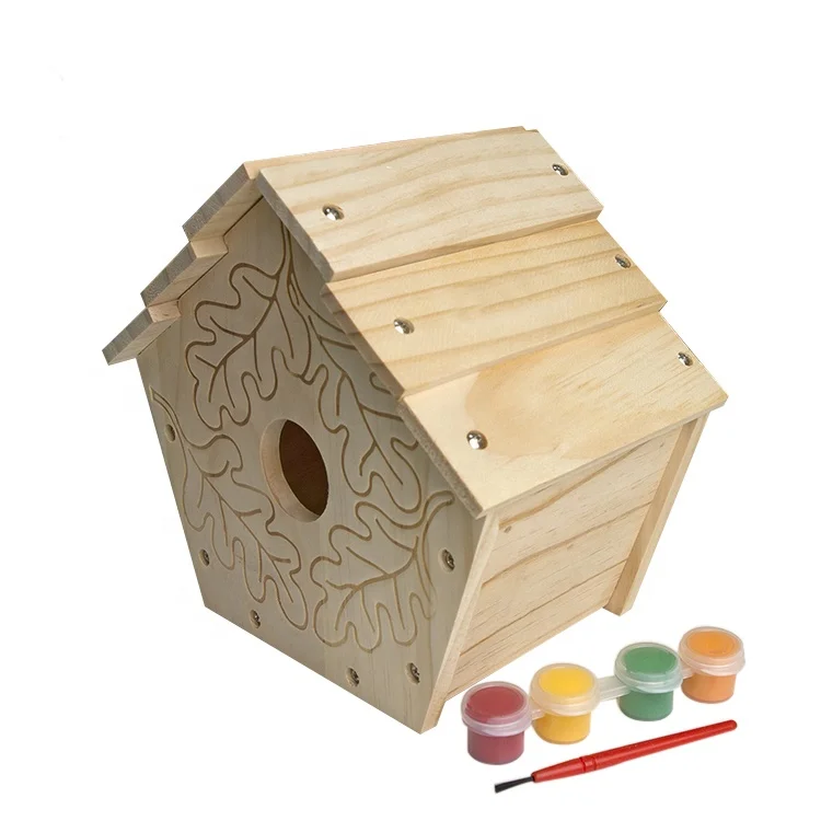 Simple And Useful Artificial Raw Dry Wood Bird House With Paints And ...