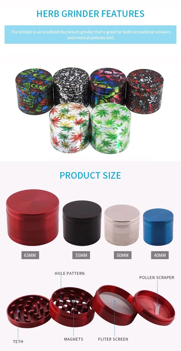 Black Herb Grinder 4 Layer Custom Herbal Tobacco Logo Weed Grinder ...