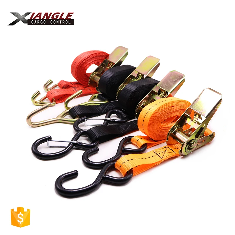 1'' Truck Rope Ratchet Lashing Tie Down Strap Belt With Single J Hook ...