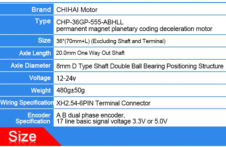 Chihai Motor CHP-36GP-555-ABHLL Permanent Magnet Planetary Coding ...